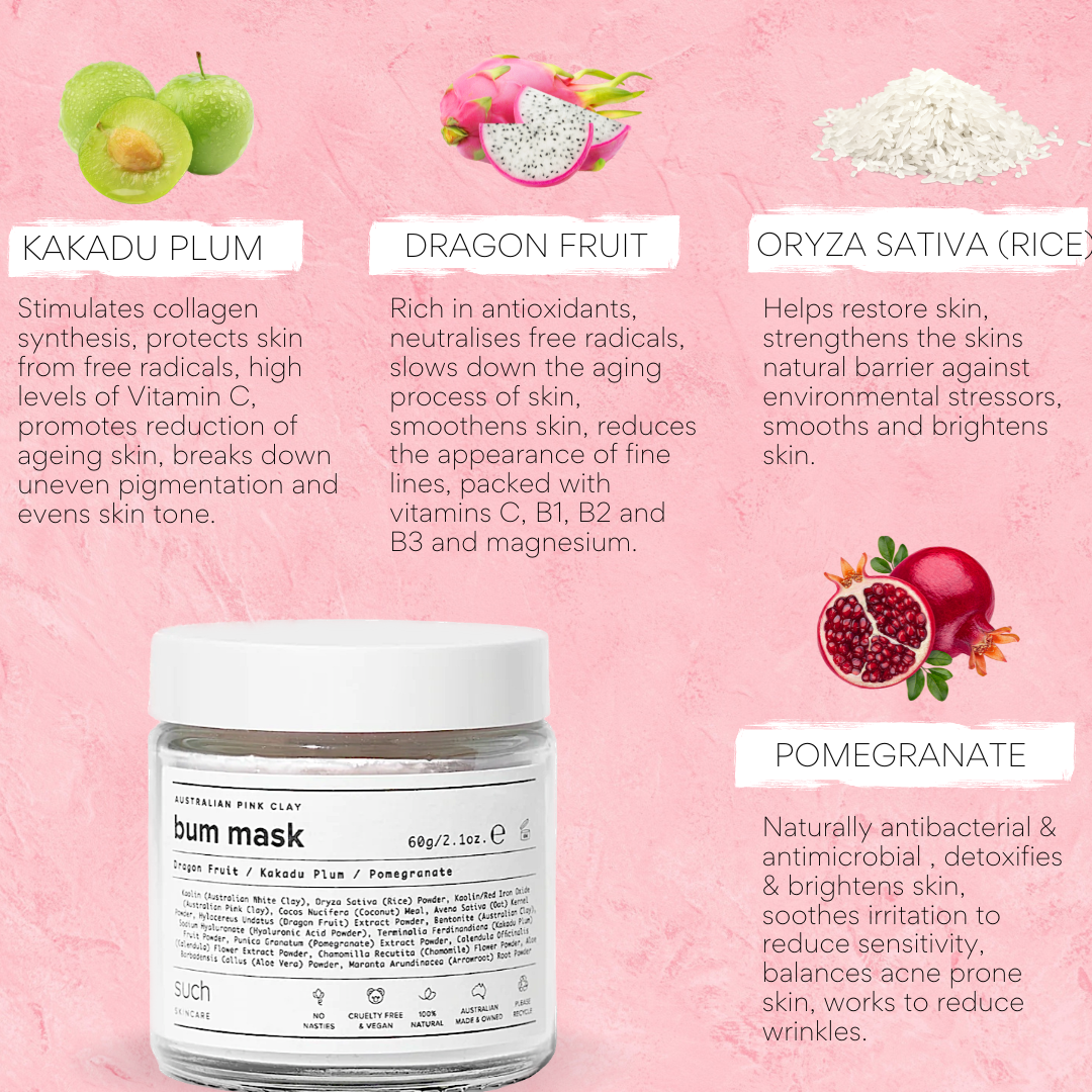 Bum Mask feat. Australian Pink Clay - For Radiant Skin | Such Skincare